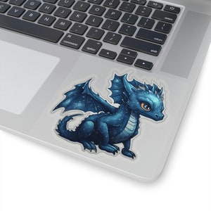 Cute Blue Water Dragon Kiss-cut Sticker - Adorable Fantasy Art Decal ...