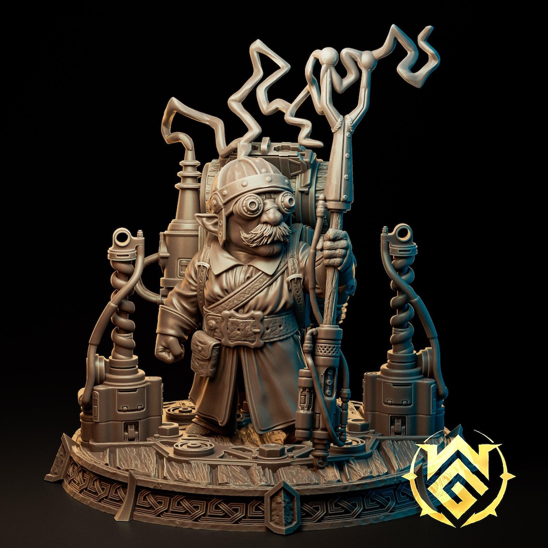The Electromancer | Techno-mage Gnome Miniature by Witchguild | 3D Printed Figure | Perfect for ...