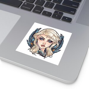 Beautiful Valkyrie Close up Sticker Norse Mythology Art Square Vinyl ...