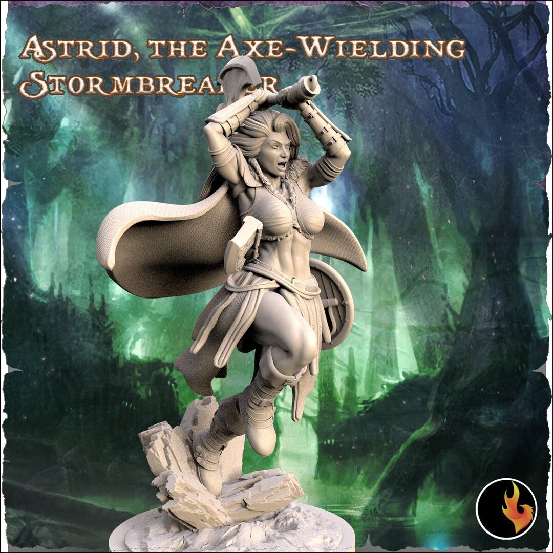 Viking Warrior: Astrid, the Axe-wielding Stormbreaker. 75mm Figure of a Fierce Female Barbarian ...