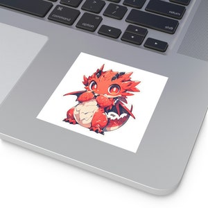 Adorable Anime Red Dragon Sticker. Vinyl Sticker for Tabletop Gaming ...