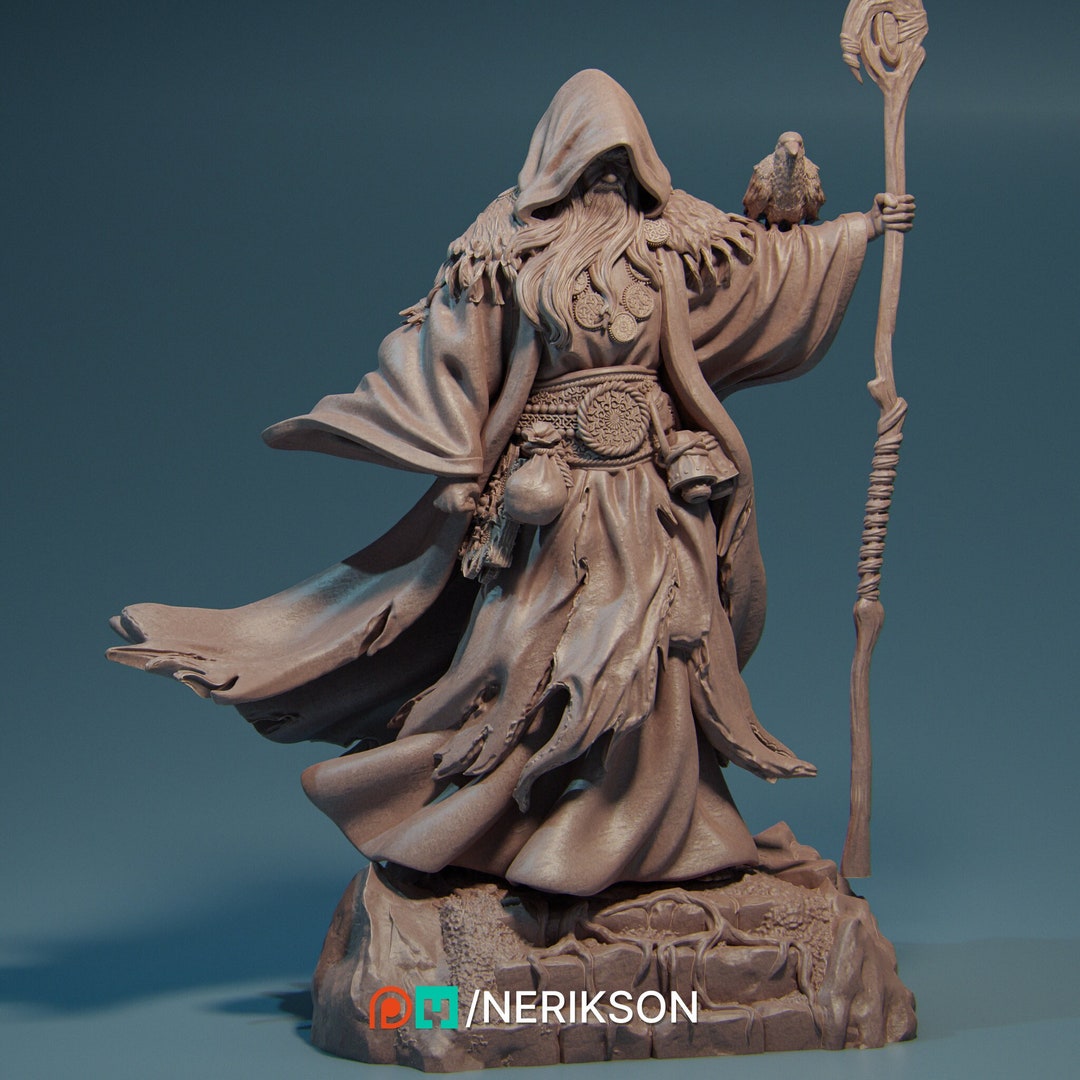 3D Printed Merlin Wizard Miniature - Exquisite Nerikson Sculpt ...