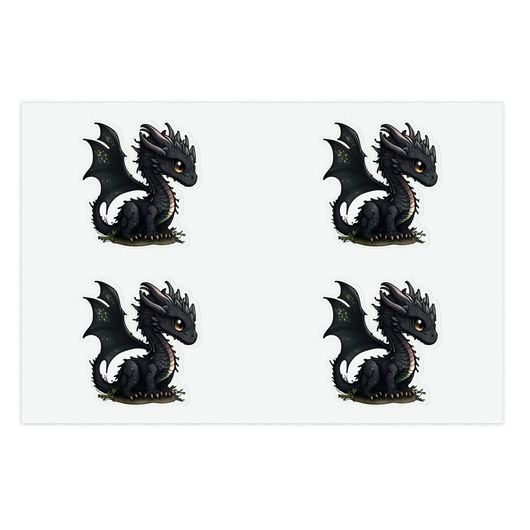 Black Dragon Chibi Sticker Sheet, Fantasy Stickers for Tabletop Gaming ...