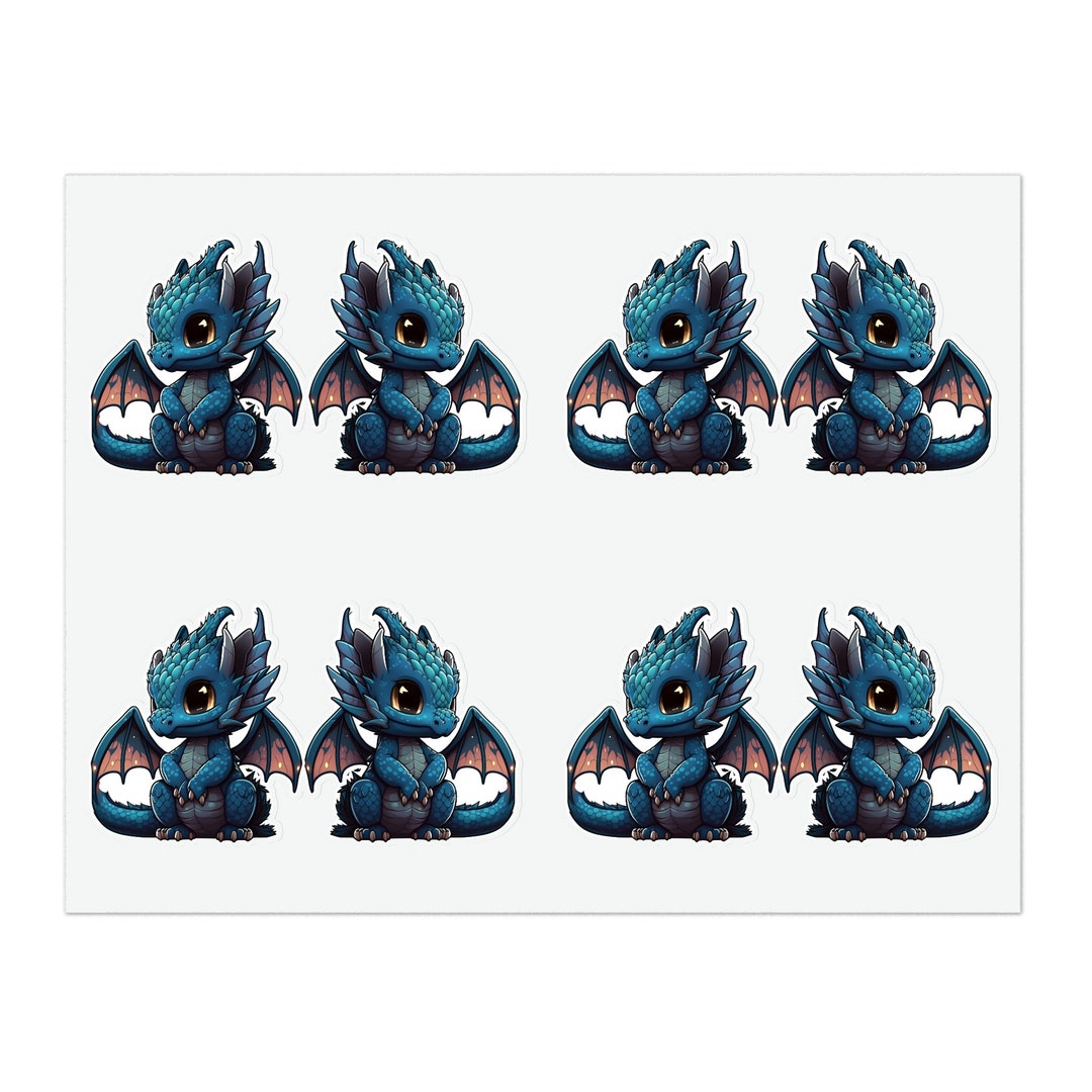 Blue Dragon Chibi Sticker Sheet, Fantasy Stickers for Tabletop Gaming ...