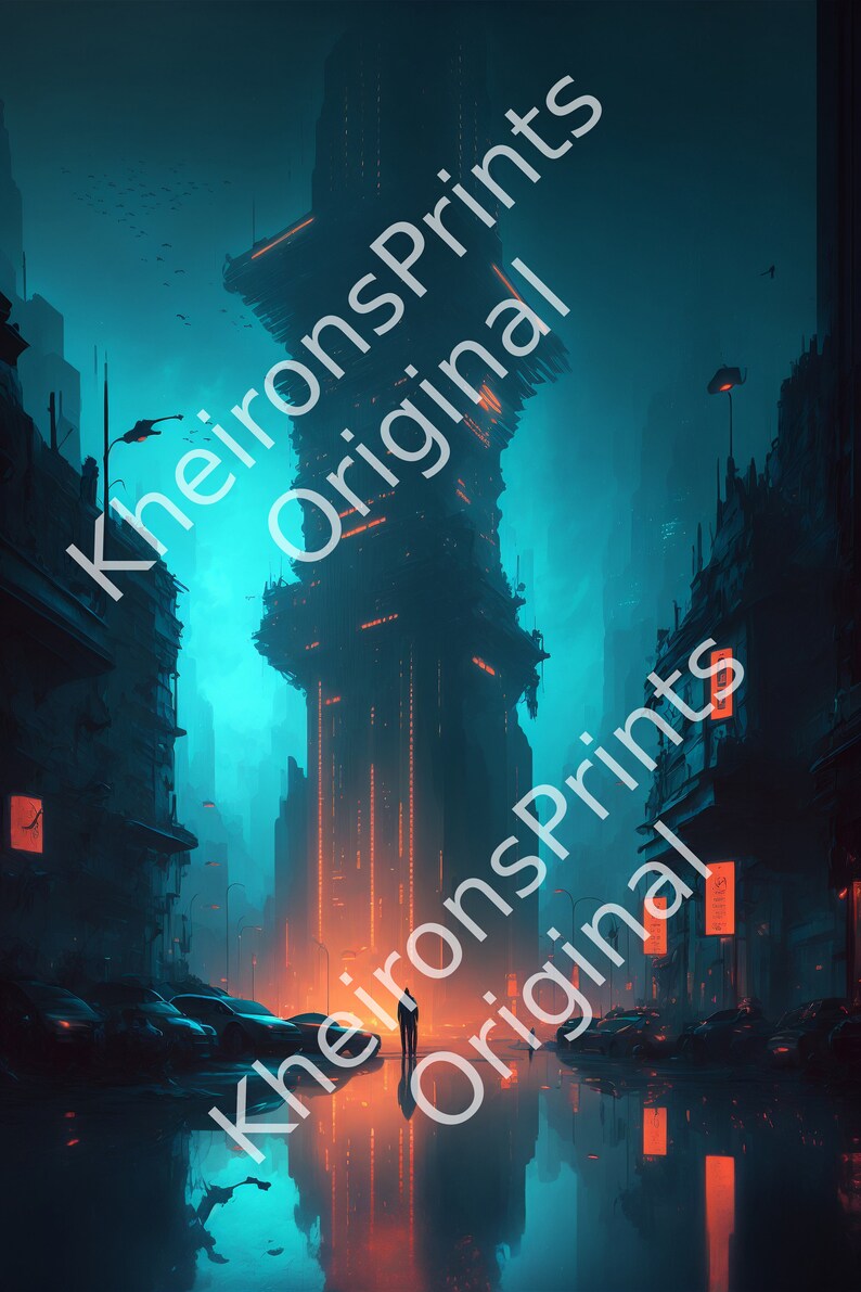 Imposing Cyberpunk Tower Artwork Concept Art Futuristic Art - Etsy