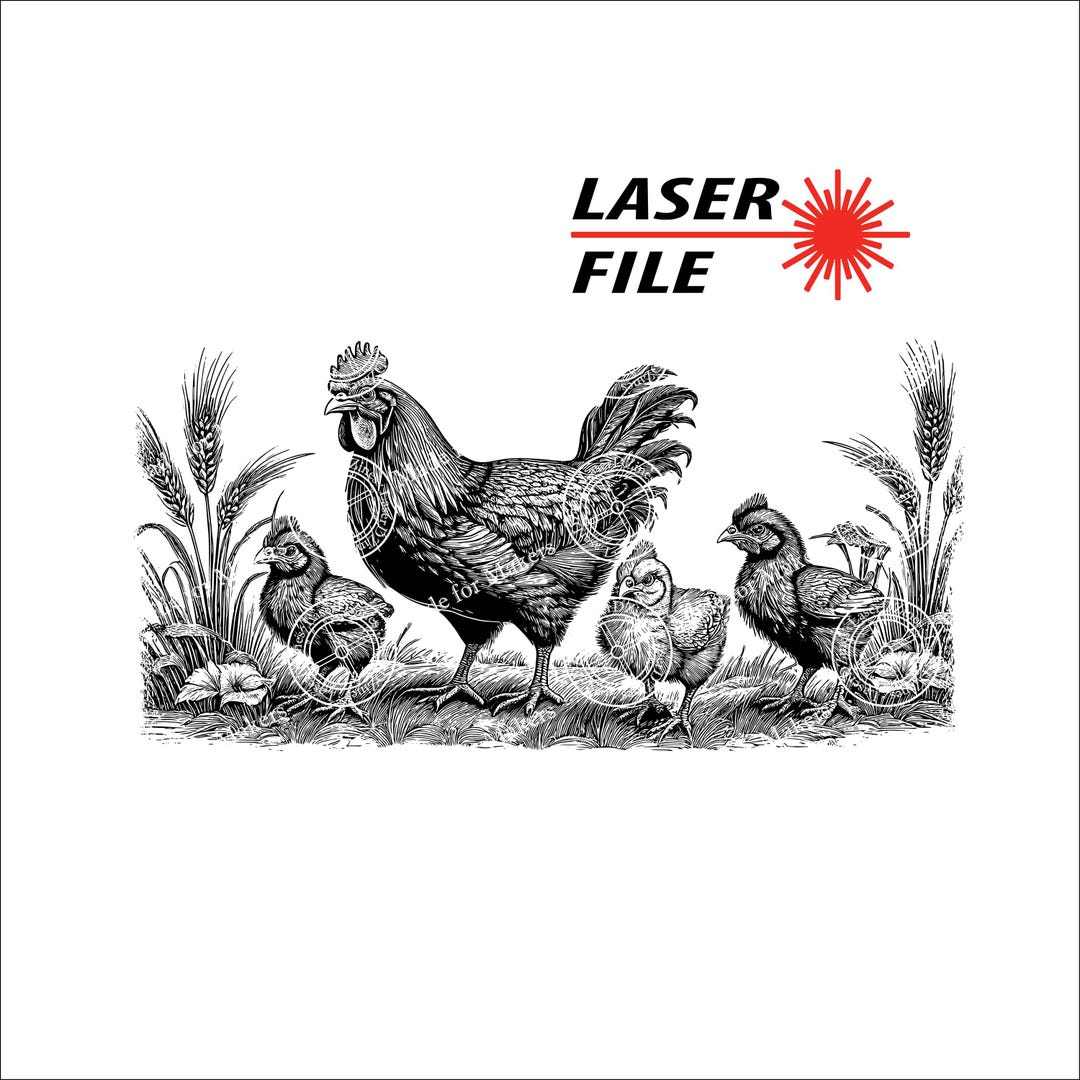 Chicken & Chicks Laser Engrave SVG File: Charcuterie Board Design ...