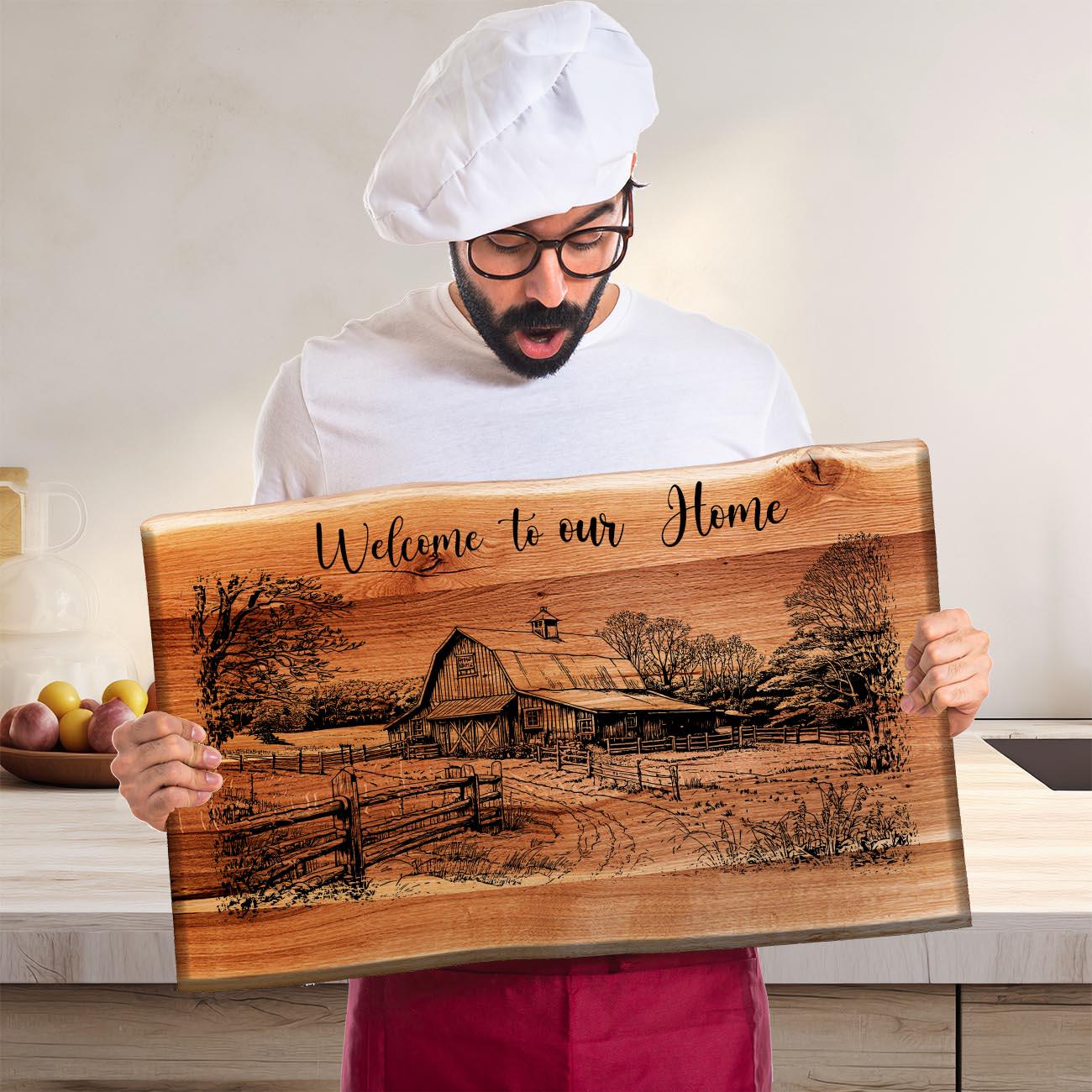 Laser Engrave SVG File, Farm Scene, Digital File, Kitchen Counter Art ...