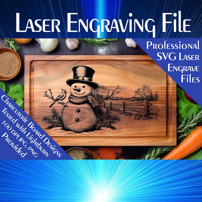 Snowman Scene Laser File - Etsy