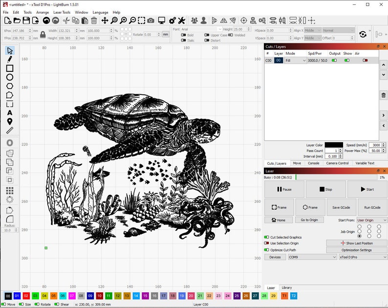 Sea Turtle Charcuterie Board SVG: Laser Engrave File (digital Download ...