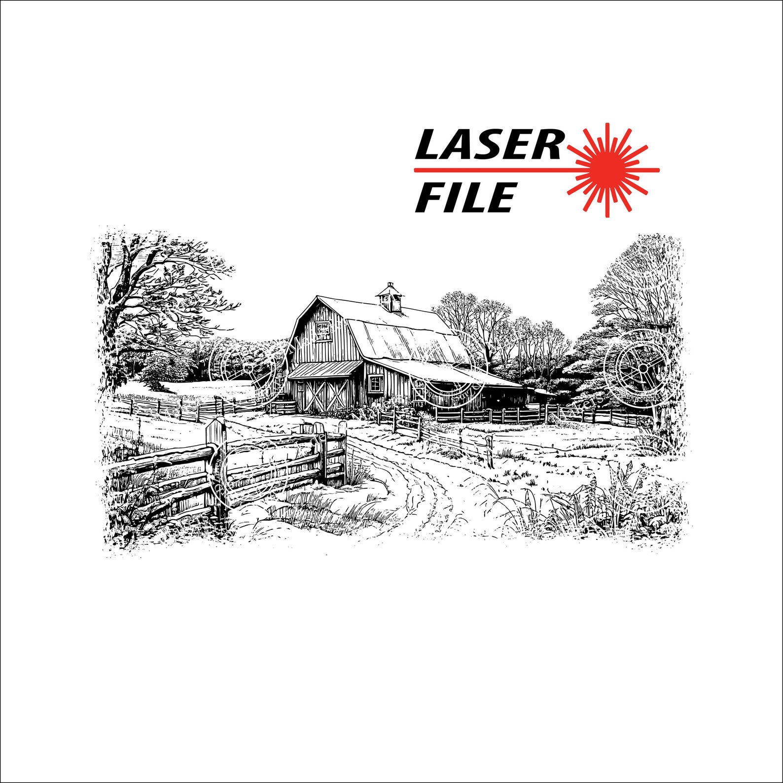 Laser Engrave SVG File, Farm Scene, Digital File, Kitchen Counter Art ...