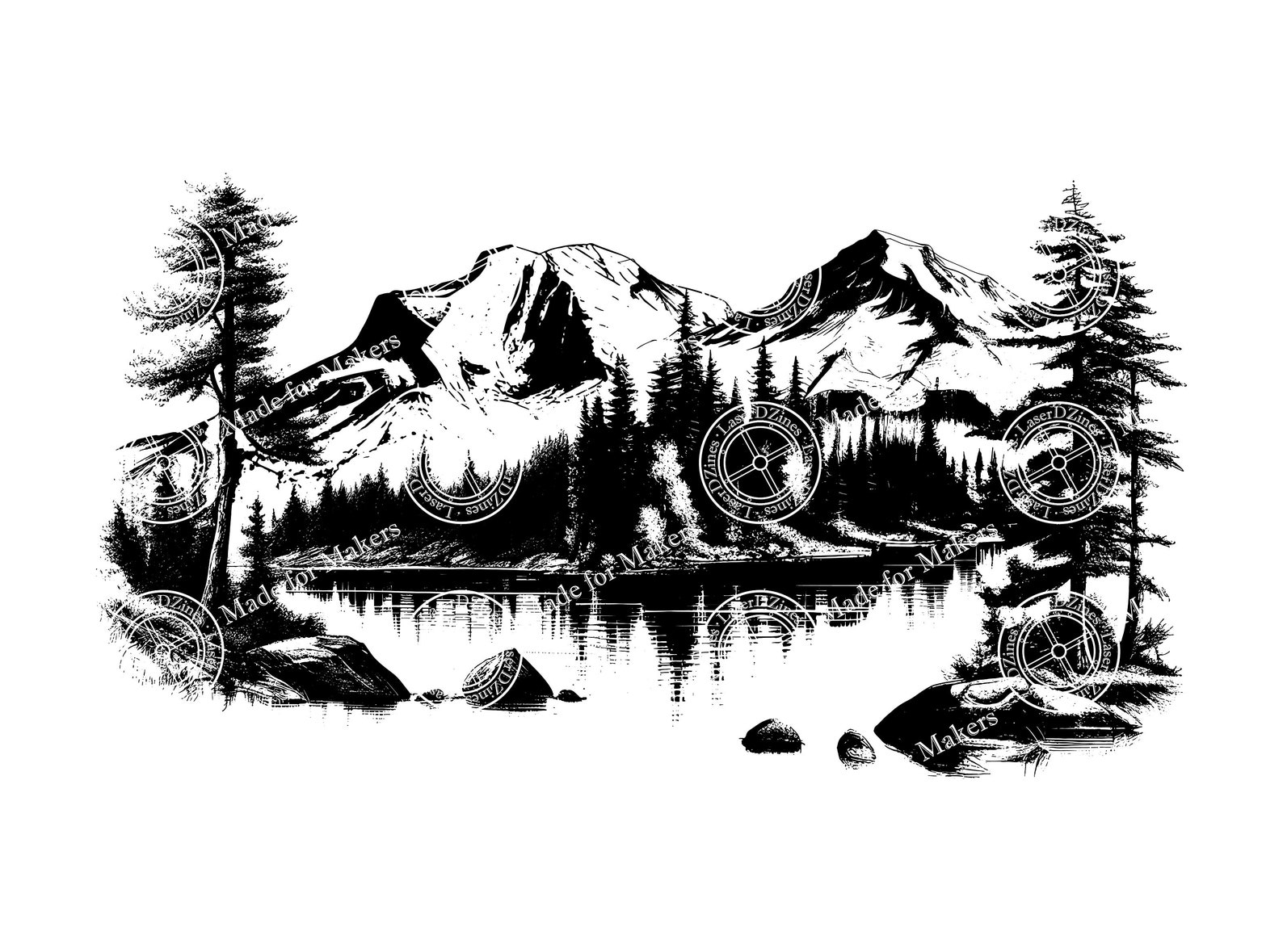 Mountain Range Scene Laser Engrave SVG File Instant Download - Etsy