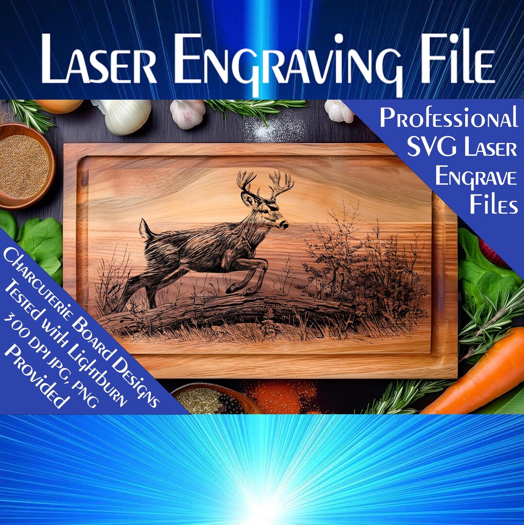 White Tail Deer SVG, Charcuterie Board Laser Engrave File (digital ...