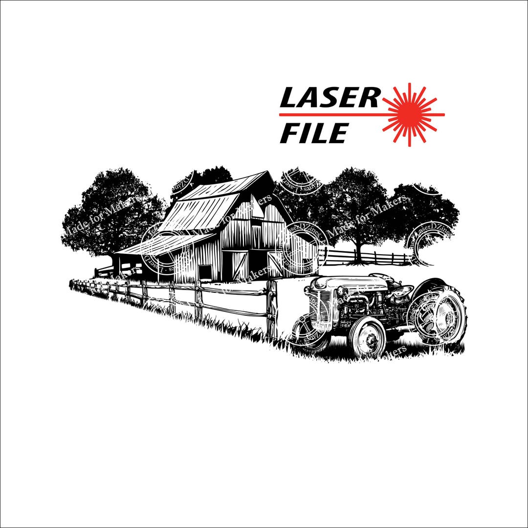 Farm Scene Laser Engraving SVG File: Charcuterie Board Design (digital ...