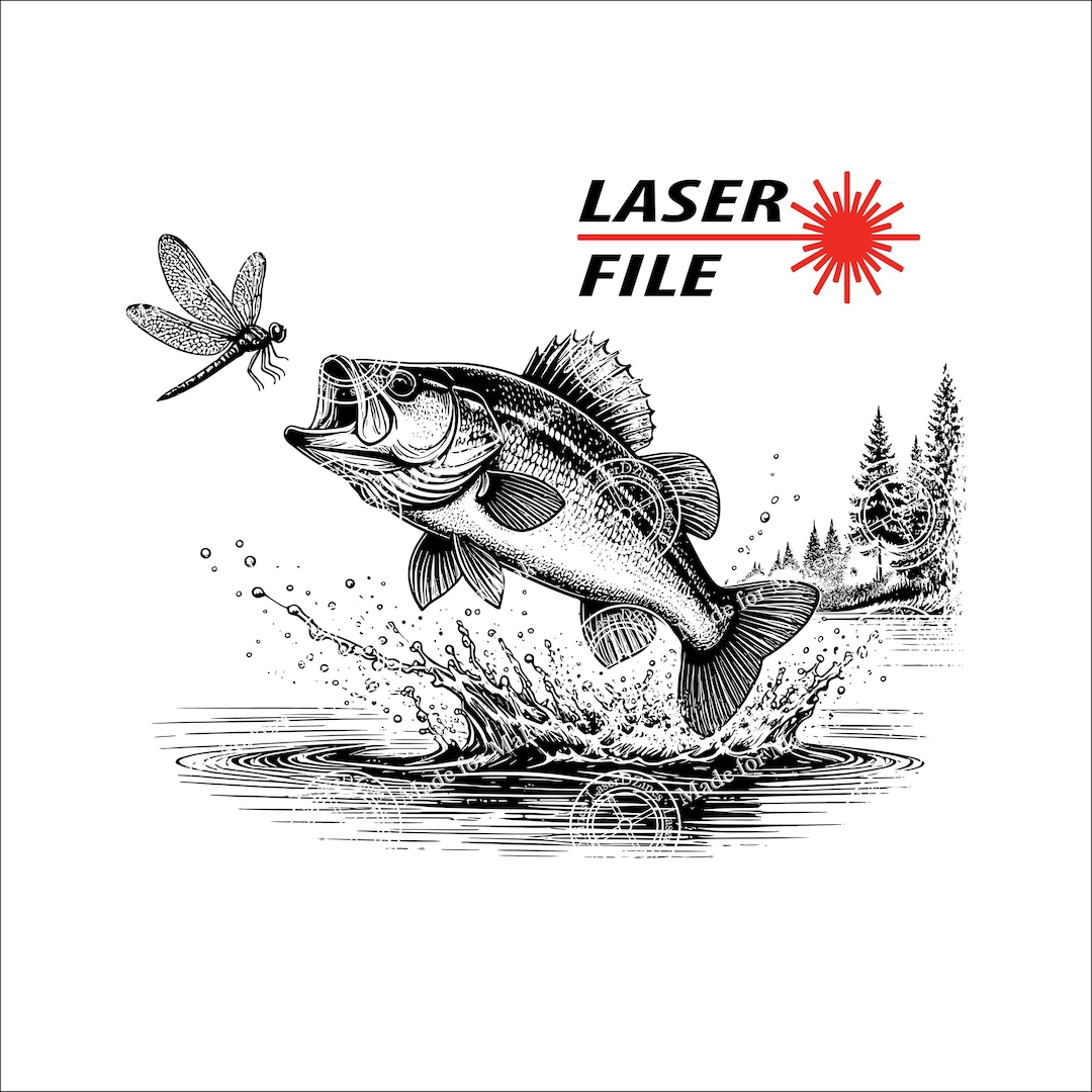 Jumping Bass Laser Engrave File, Fishing SVG (digital Download) - Etsy