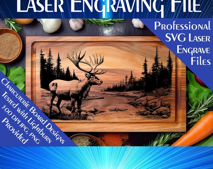 Laser Engrave File, Caribou Profile Svg, Lightburn Glowforge Digital ...