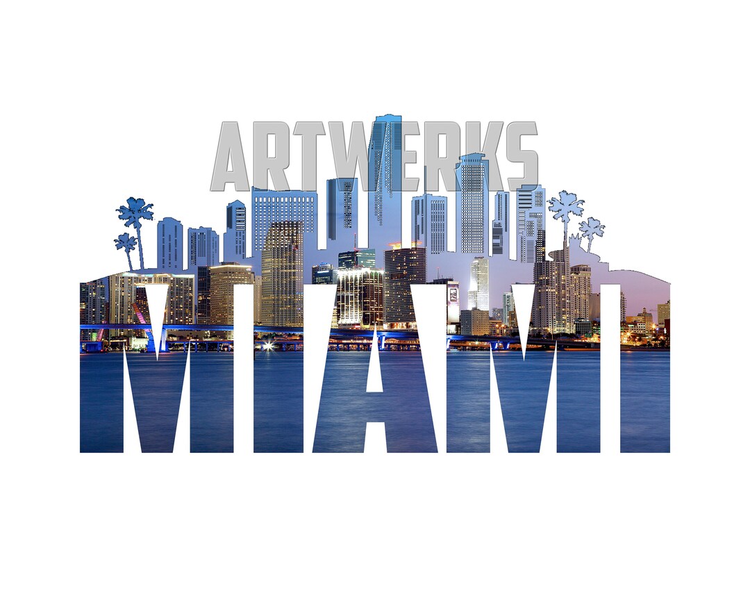 Miami Skyline PNG Miami Digital Art SVG Not Included - Etsy Finland