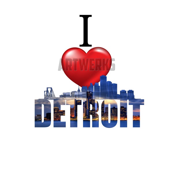 I Love Detroit Png - Etsy