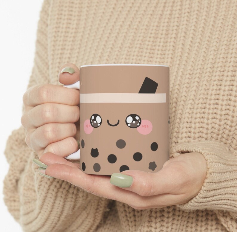 Kawaii Boba Coffee Mug, Cute Pearl Bubble Milk Tea Lover Cup, Fun Boba ...