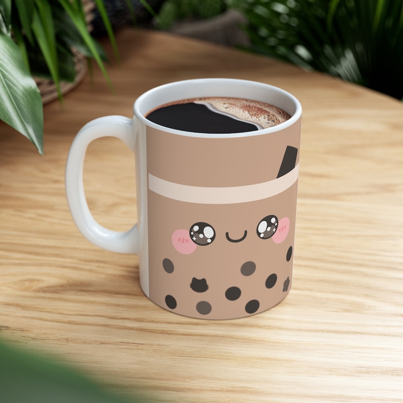 Kawaii Boba Coffee Mug, Cute Pearl Bubble Milk Tea Lover Cup, Fun Boba ...