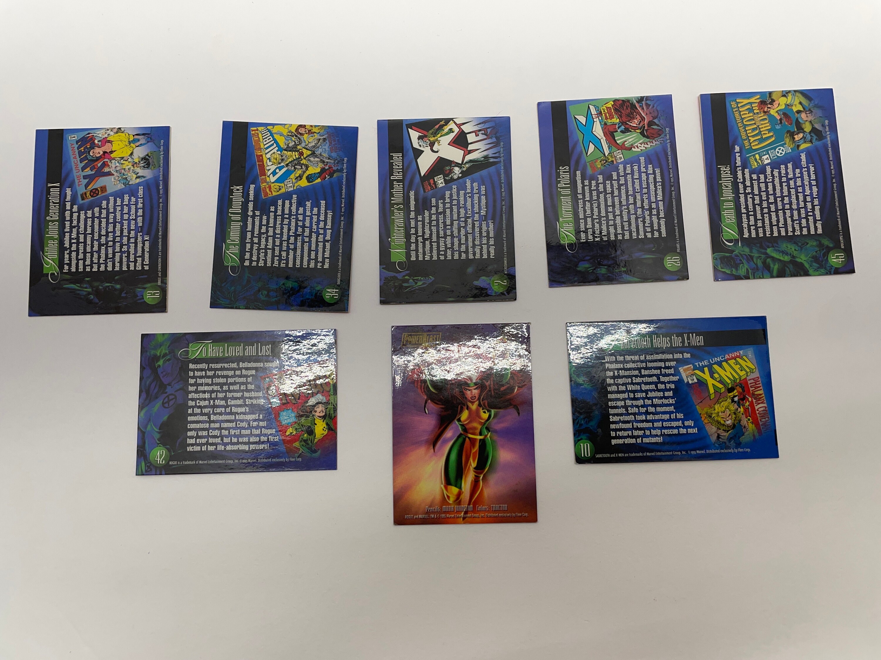 1995 Flair Marvel Annual Assorted X-men Cards 8 Total With Rogue ...