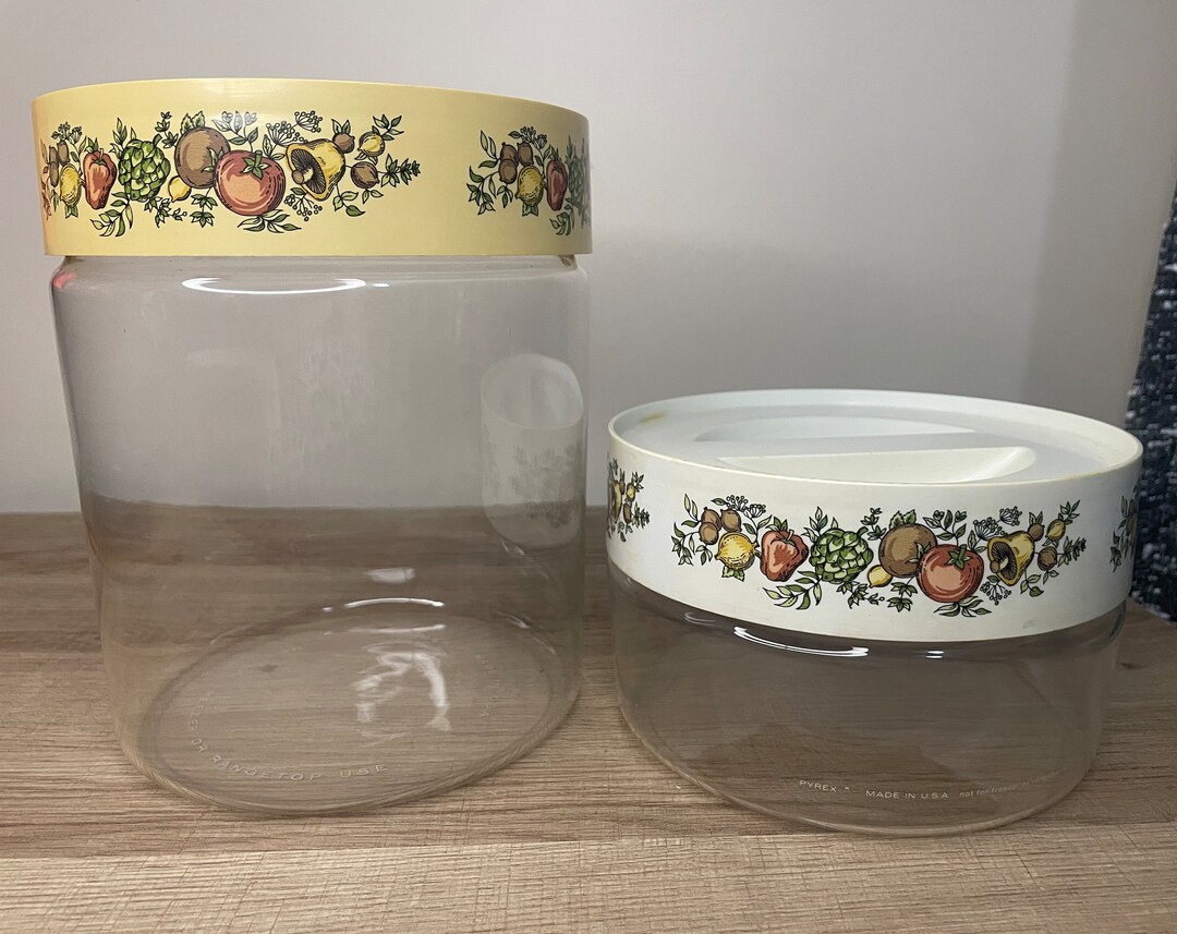 2 Vintage Pyrex Canister See N Store Spice of Life Glass Container Jar ...
