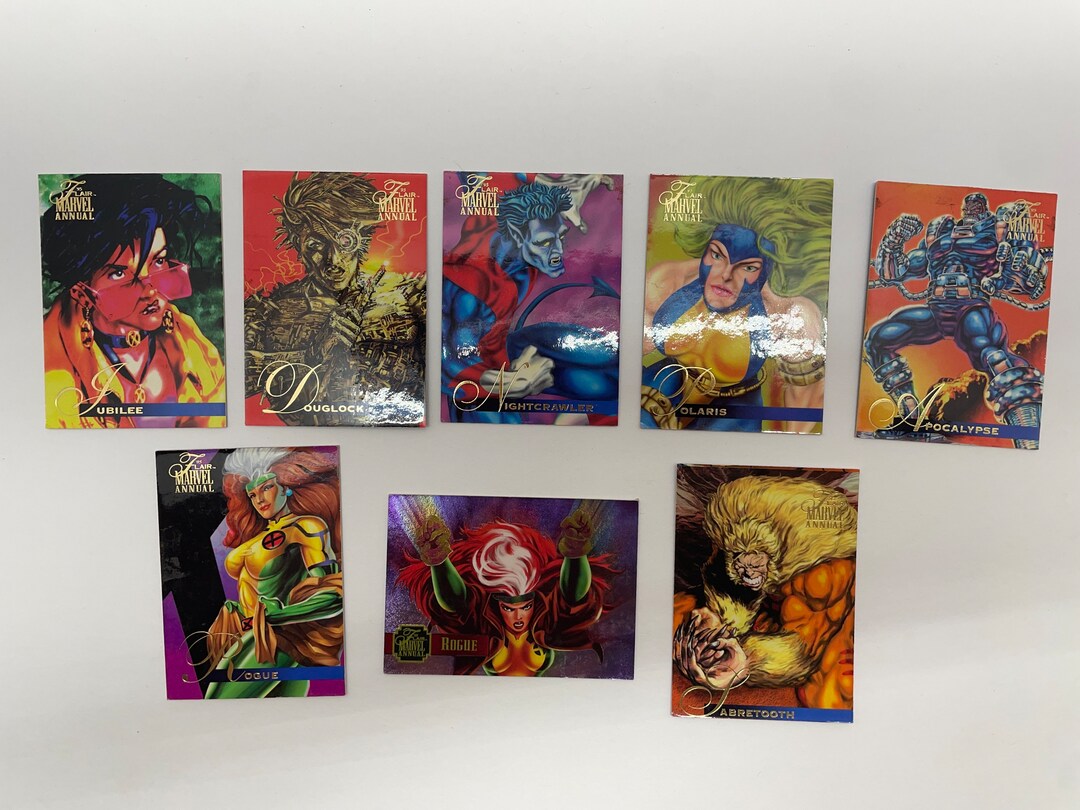 1995 Flair Marvel Annual Assorted X-men Cards 8 Total With Rogue ...