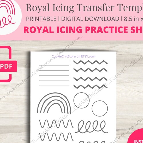 Royal Icing Beginner Piping Guide Practice Sheet Template - Etsy