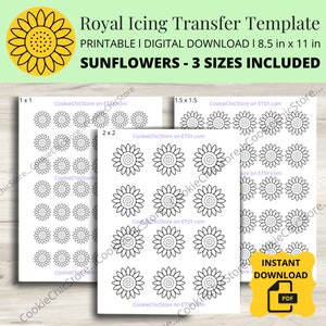 Sunflower Royal Icing Transfer Sheet Royal Icing Sunflowers - Etsy