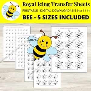 Royal Icing Bee, Bee Royal Icing Transfer Sheet, Bumble Bee Royal Icing ...