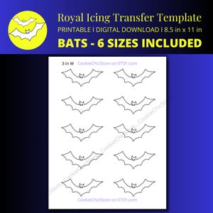 Bat Royal Icing Transfer Sheet, Printable Halloween Royal Icing ...