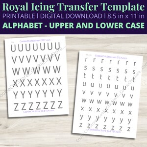 Royal Icing Transfer Letters Sheet, Alphabet Transfer Sheet, Digital ...