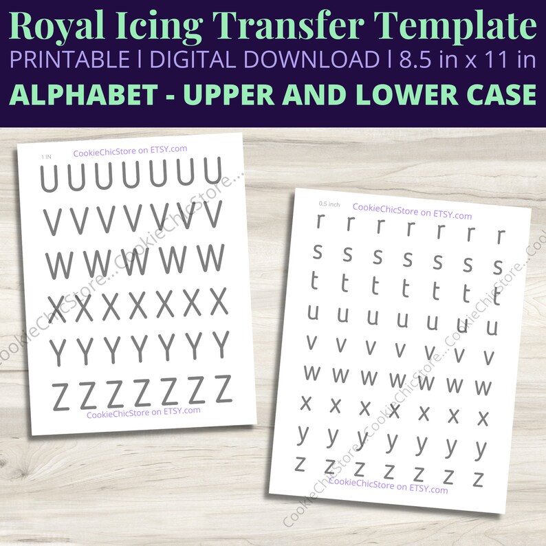 Alphabet Royal Icing Transfer Letters Sheet, Digital Icing Transfer ...