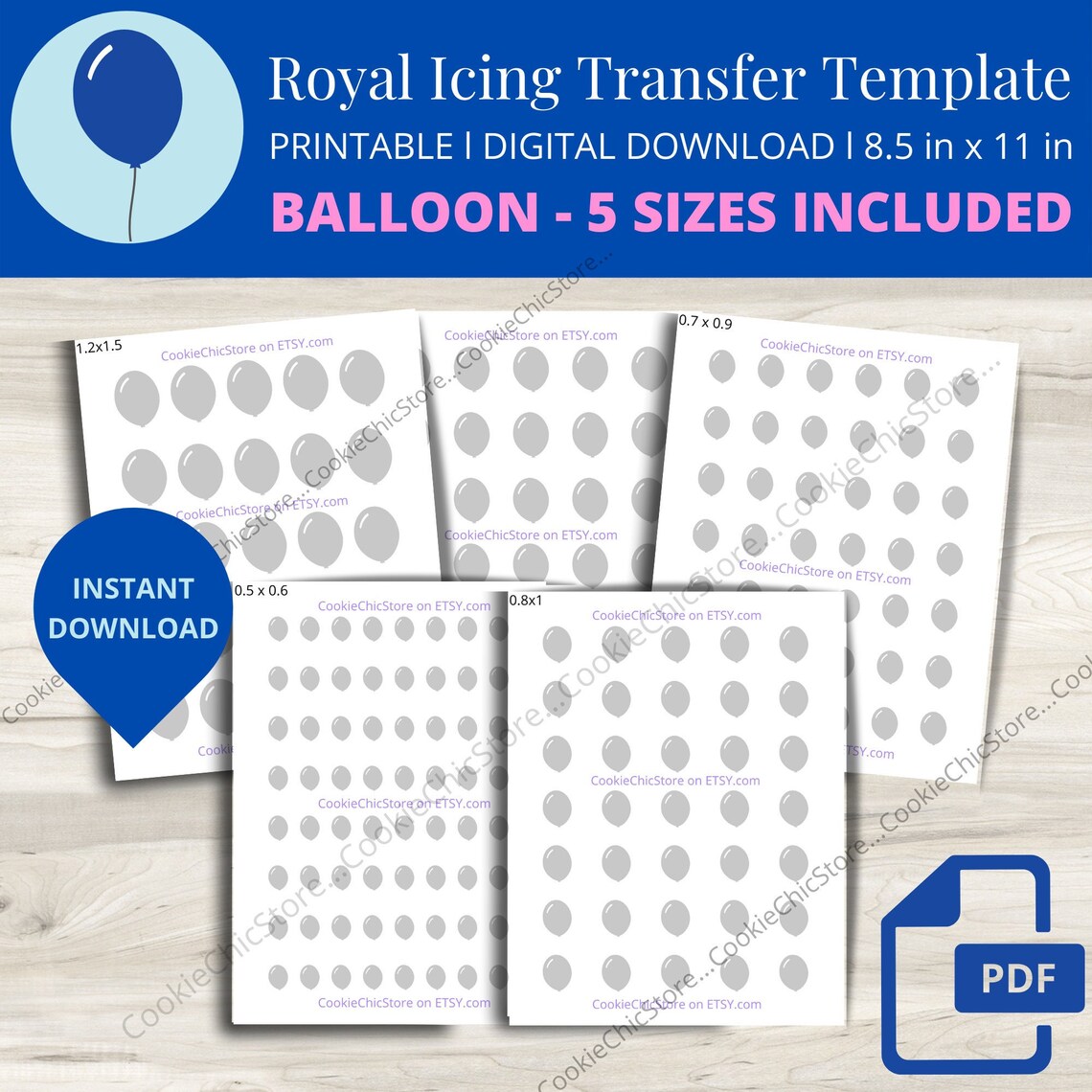 Balloon Royal Icing Transfer Sheet Royal Icing Transfer - Etsy