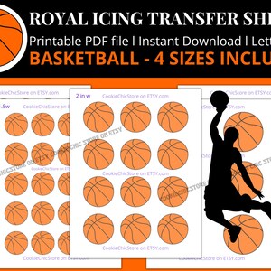 Basketball Basket Ball Royal Icing Transfer Sheet Template, RI Cookie ...