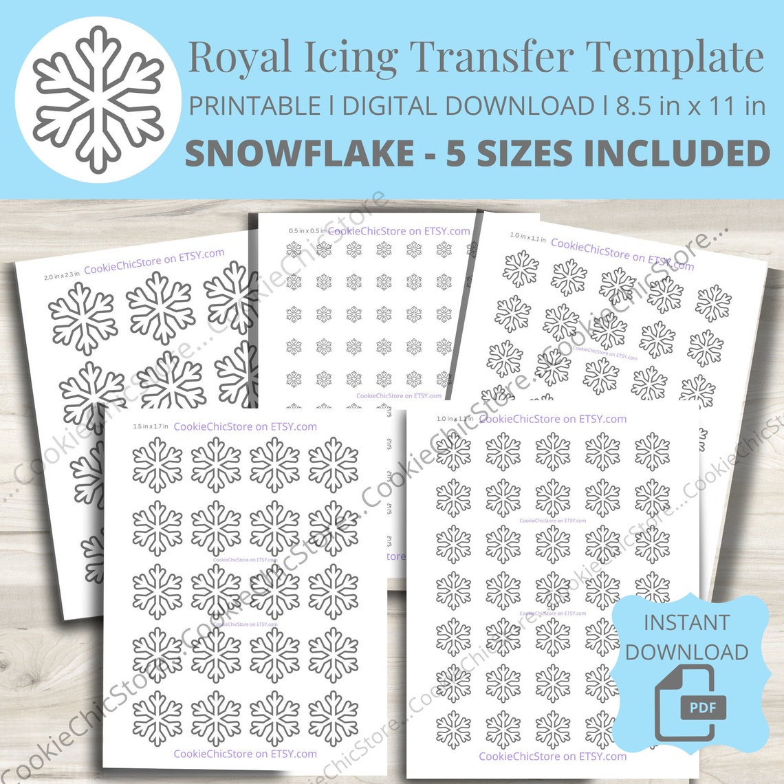 Christmas Royal Icing Transfer Sheet Snowflake Royal Icing - Etsy