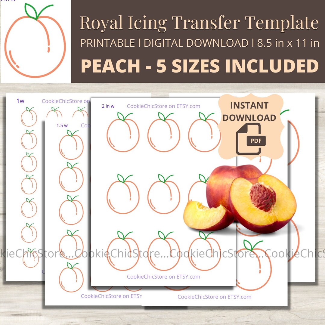 Royal Icing Peaches Royal Icing Peach Transfer Icing - Etsy