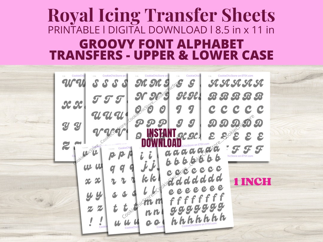 Royal Icing Transfer Retro Groovy Font Letters Sheet, 70s Alphabet ...
