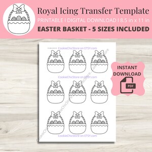 Easter Basket Royal Icing Transfer Sheet, Easter Icing Transfer ...