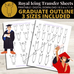 Graduation Transfer Sheet Royal Icing Template Bundle Pack - Etsy