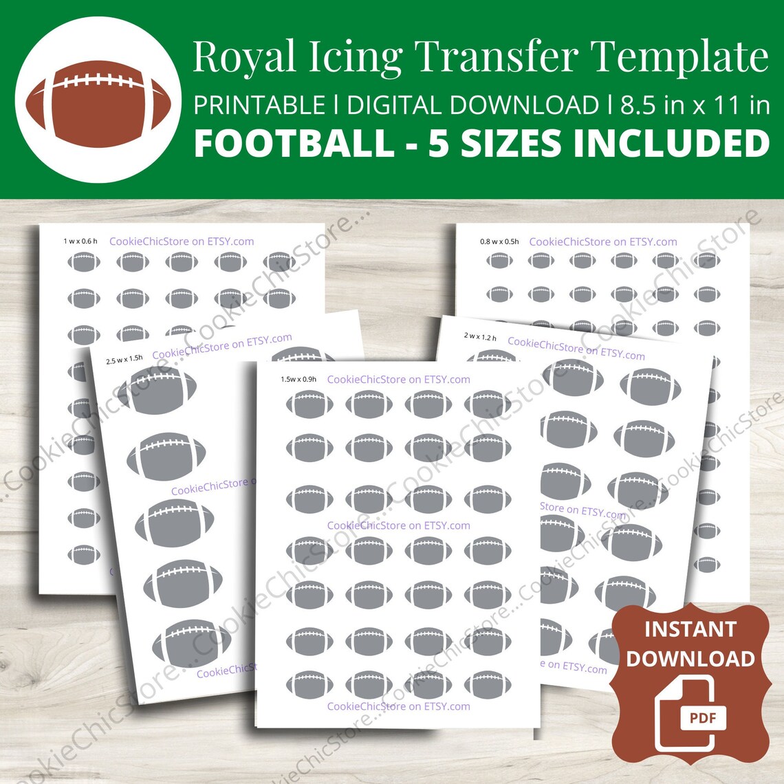 Football Royal Icing Transfer Sheet, Football Royal Icing Designs ...