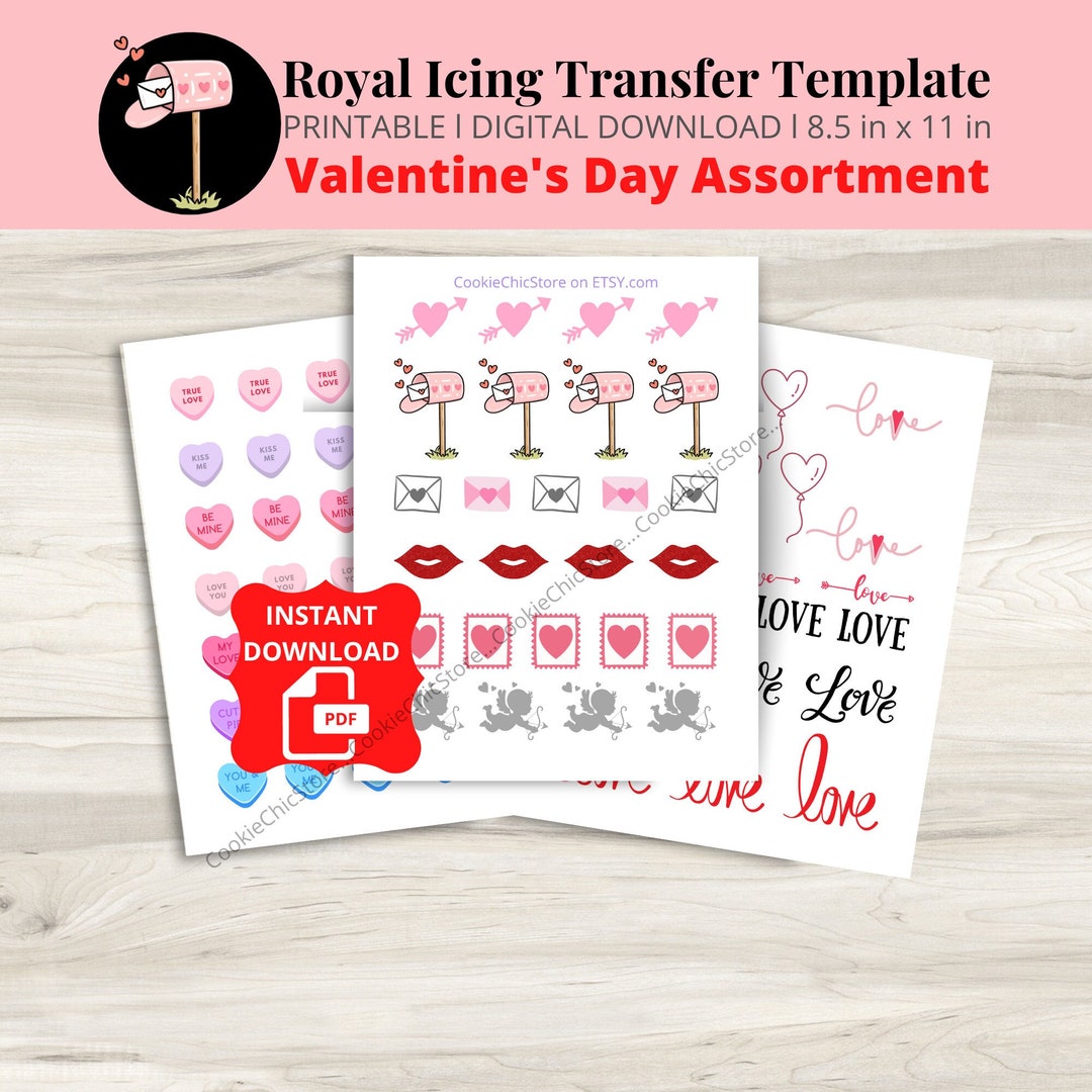 Royal Icing Transfer Sheet Valentine Day Cookie Transfer Sheet ...