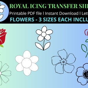 Royal Icing Transfer Sheet Flower Template, Hibiscus Transfer Sheet for ...