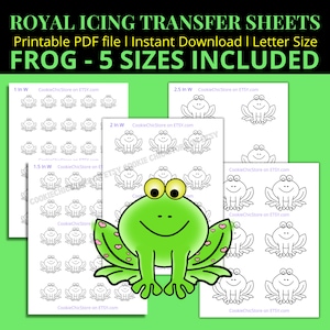 Frog Royal Icing Transfer Template Sheet for Royal Icing, Sugar Cookie ...