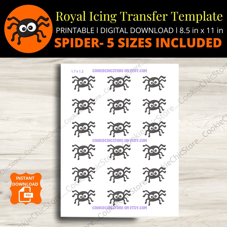 Halloween Royal Icing Transfer Sheet Spider Transfer Spider - Etsy