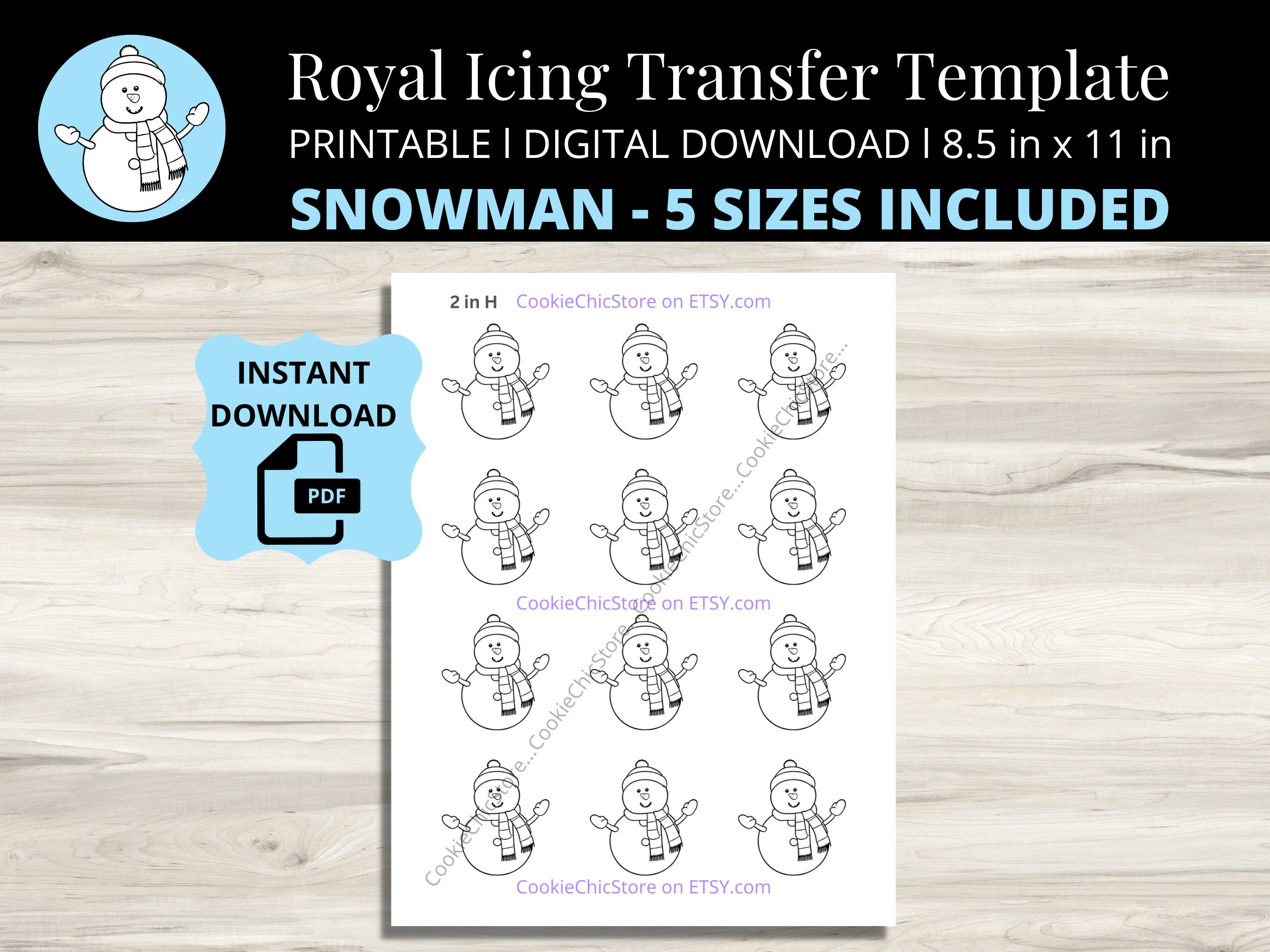 Snowman Royal Icing Transfer Sheet Christmas Royal Icing Transfer ...