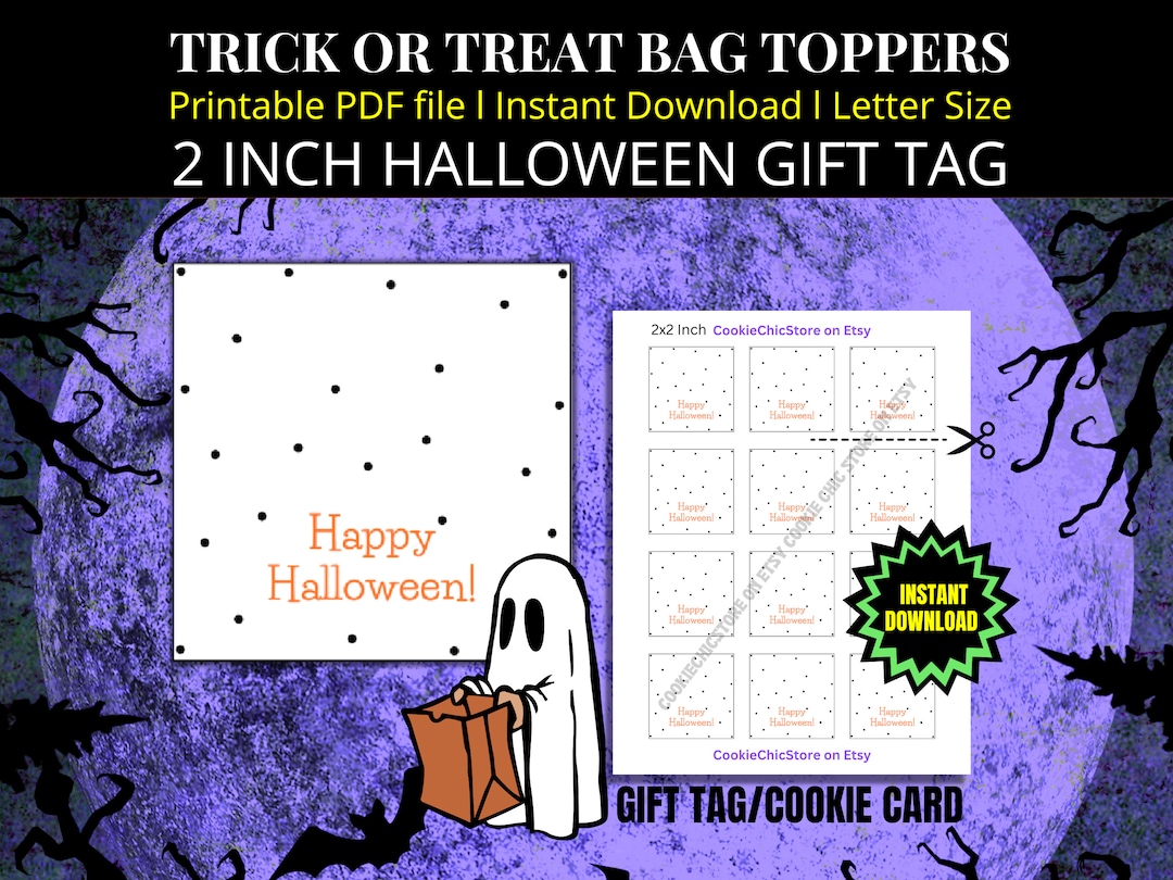 Happy Halloween Gift Tag, Printable Halloween Tag, Cookie Packaging ...