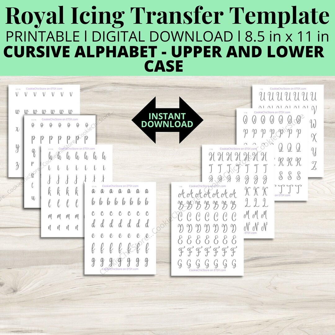 Royal Icing Transfer Script Letters Sheet Cursive Alphabet - Etsy Canada