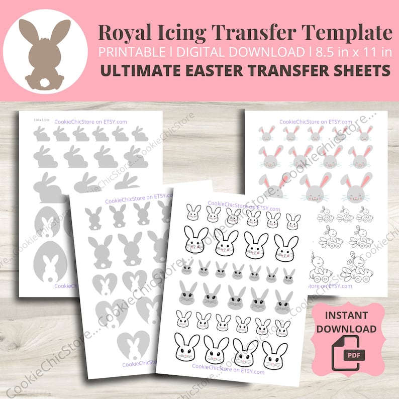 Easter Royal Icing Transfer Sheet Bundle Cookie Decoration, RI Transfer ...