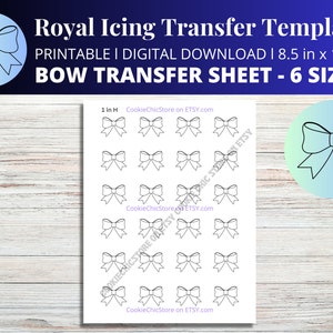 Bow Royal Icing Transfer Sheet Bow Cookie Transfer Template Digital ...