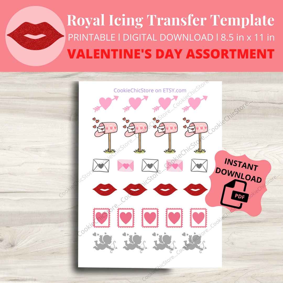 Valentine Royal Icing Transfer Sheet Valentine Day Cookie Transfer ...